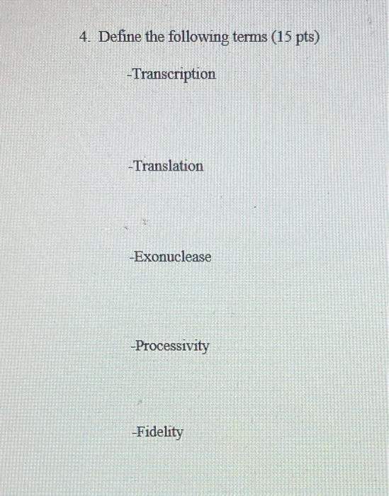 Solved -Translation -Exonuclease -Processivity -Fidelity | Chegg.com