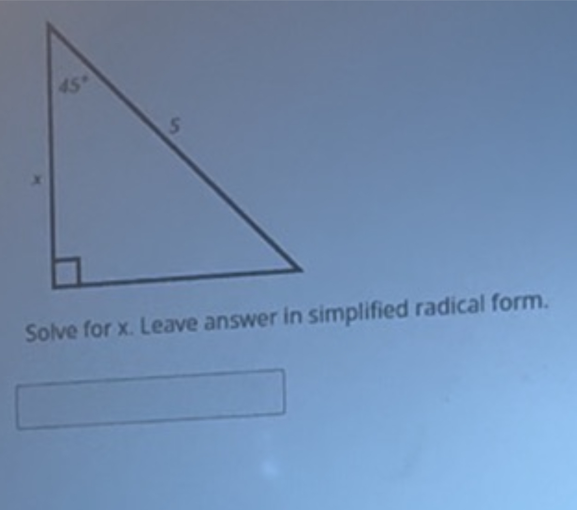Solved Solve for x. ﻿Leave answer in simplified radical | Chegg.com