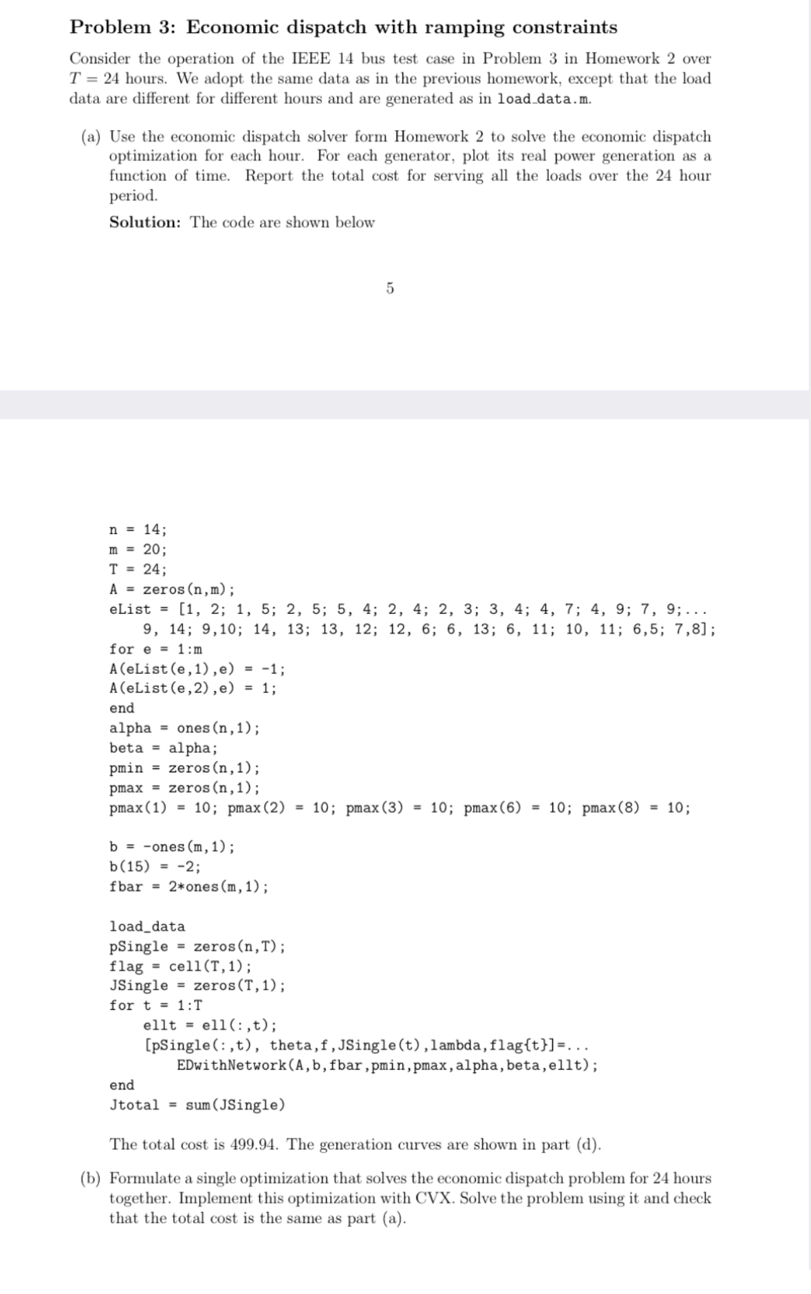 Solved roblem 3: Economic dispatch with ramping | Chegg.com