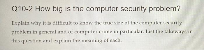 Q10-2 How big is the computer security problem? | Chegg.com