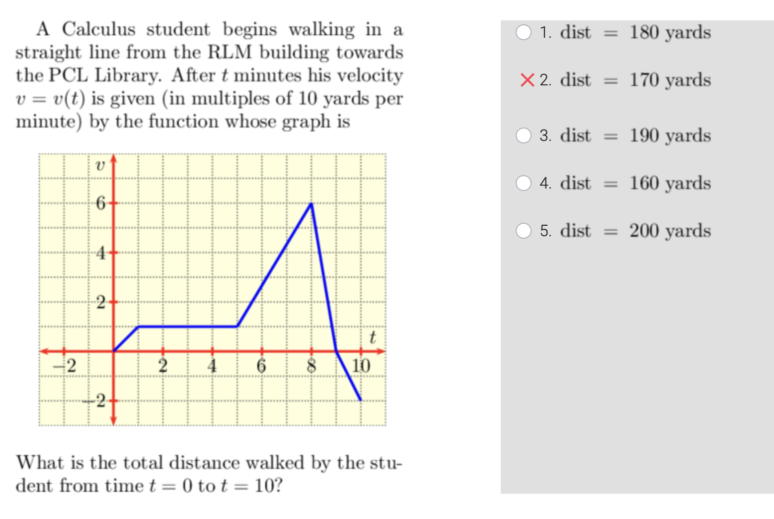 Solved A Calculus student begins walking in ﻿a straight line | Chegg.com