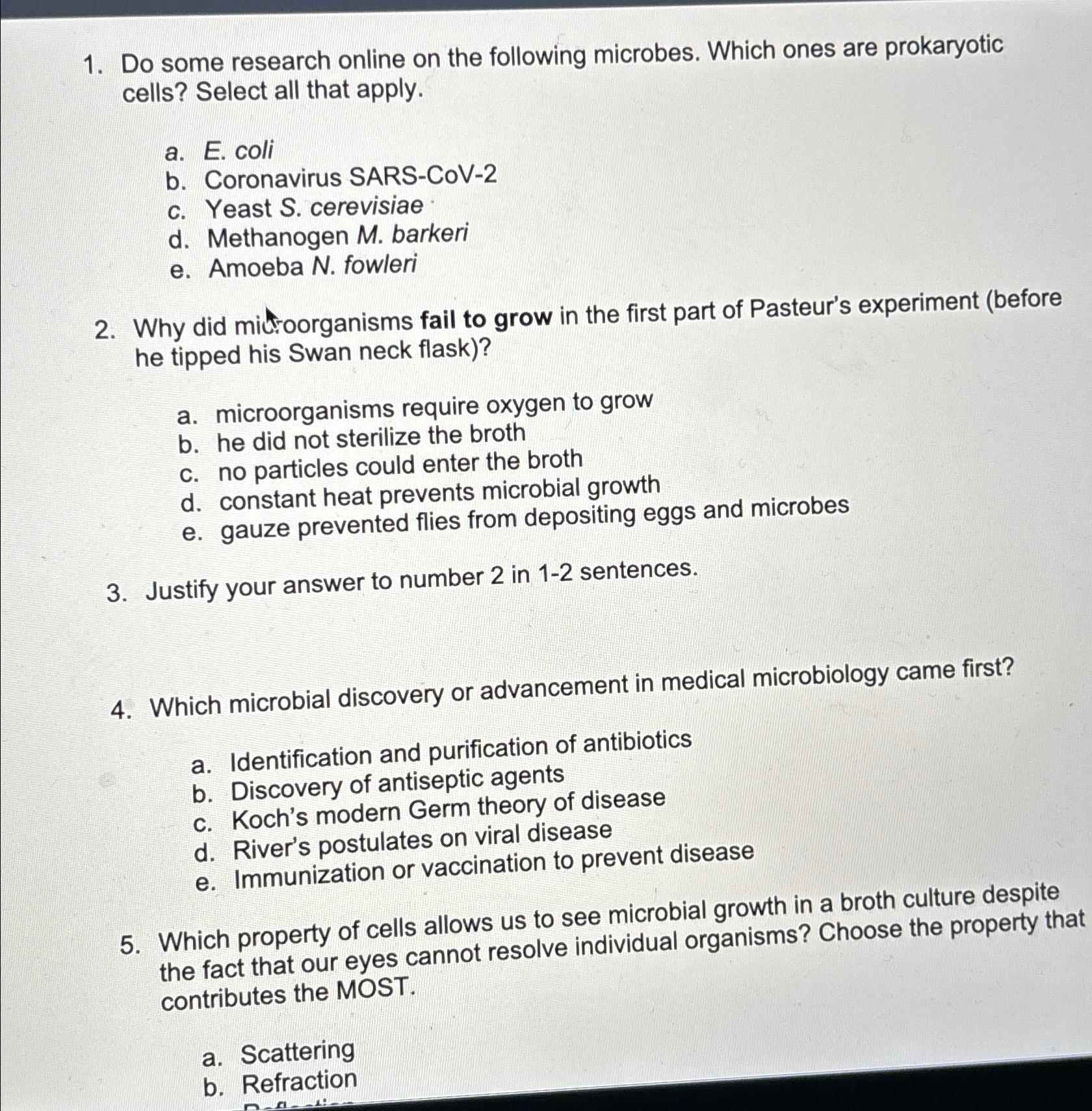 Solved Do some research online on the following microbes. | Chegg.com