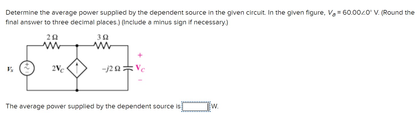 Solved Determine the average power supplied by the dependent | Chegg.com