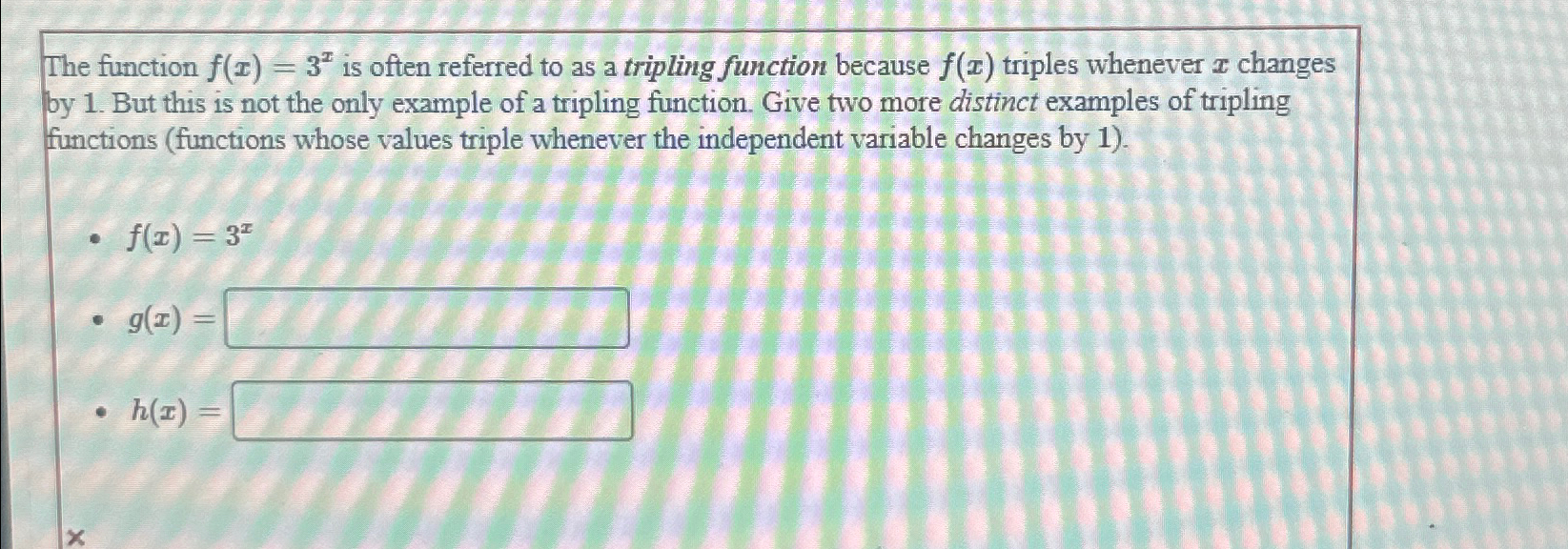 Solved The function f(x)=3x ﻿is often referred to as a | Chegg.com