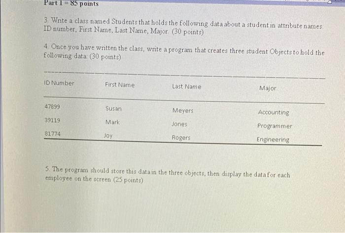 Solved 3. Wnte a class named Students that holds the | Chegg.com