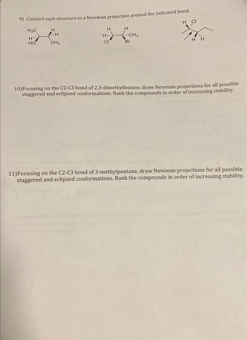 Solved 9) Convert each structure to a Newman projection | Chegg.com