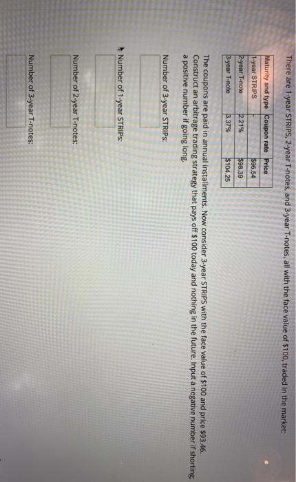 Solved There are 1-year STRIPS, 2-year T-notes, and 3-year | Chegg.com