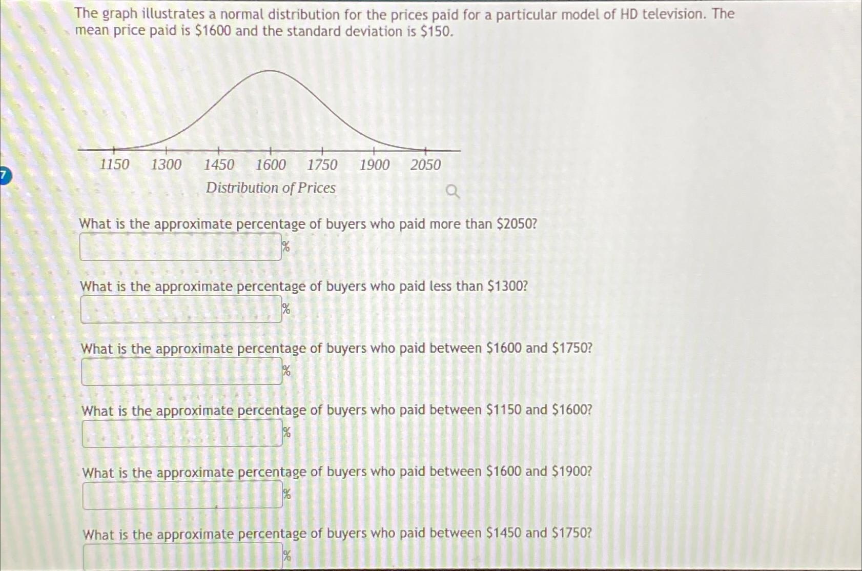 Solved The graph illustrates a normal distribution for the | Chegg.com
