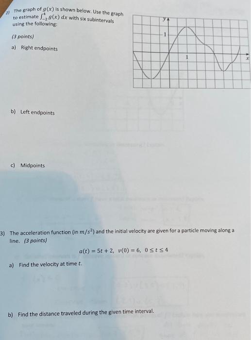 Solved 2) The graph of g(x) is shown below. Use the graph to | Chegg.com