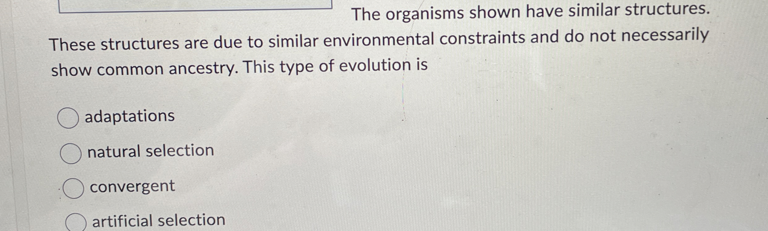 Solved The organisms shown have similar structures.These | Chegg.com
