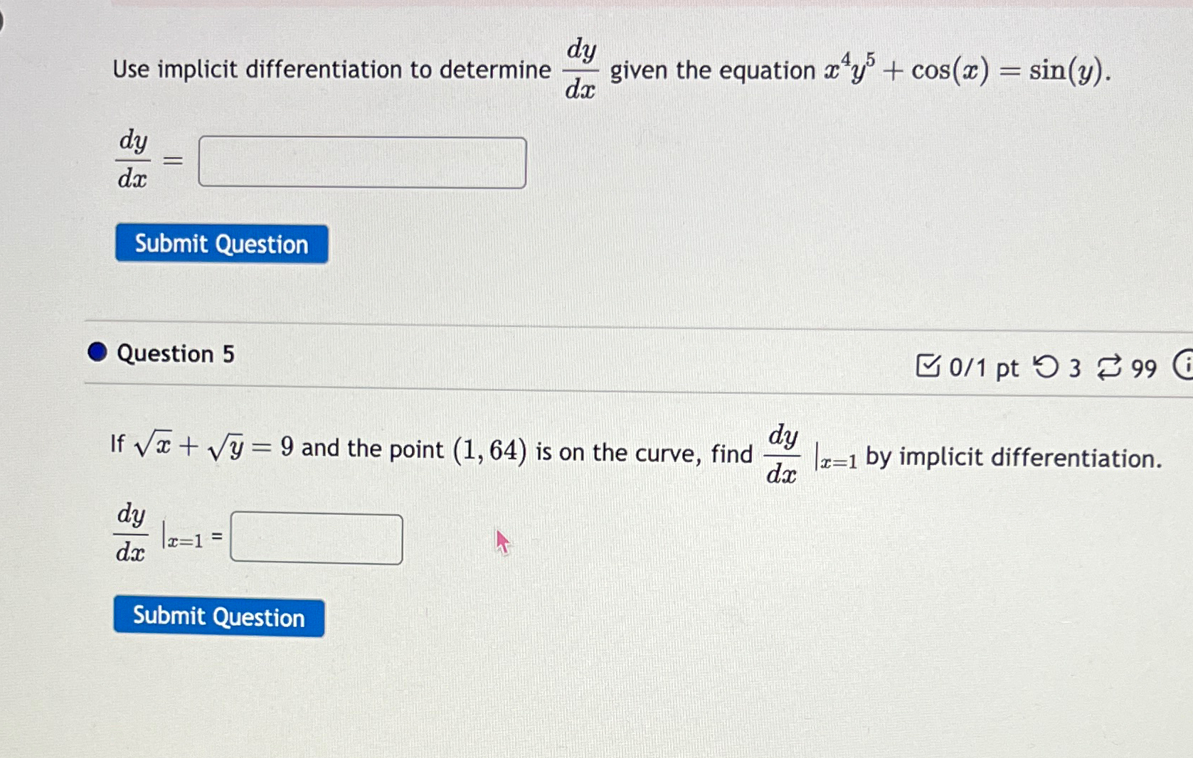 Solved Use implicit differentiation to determine dydx ﻿given | Chegg.com