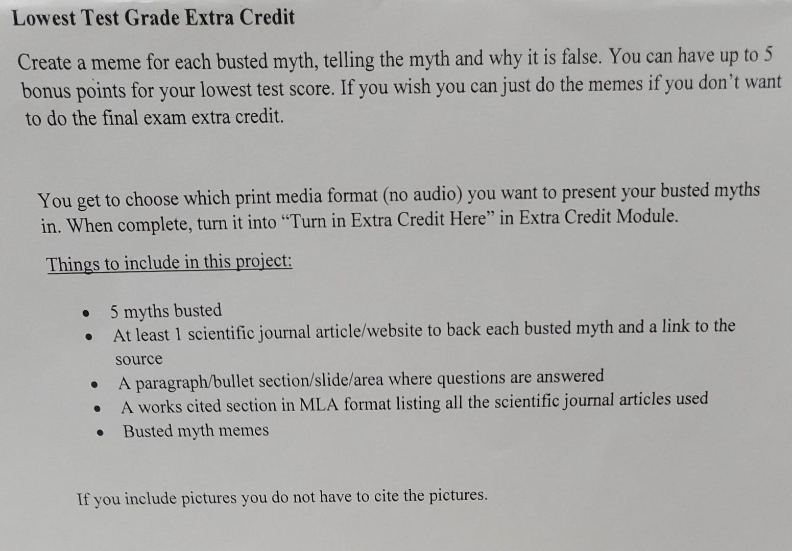 Lowest Test Grade Extra Credit Create a meme for each | Chegg.com