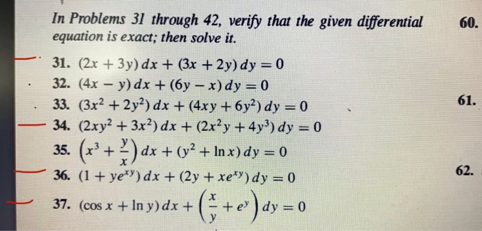 Solved 60. In Problems 31 through 42, verify that the given | Chegg.com