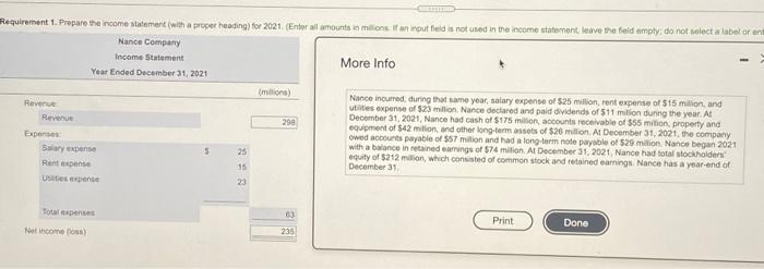 Requirement 1. Prepare the come statement with a | Chegg.com