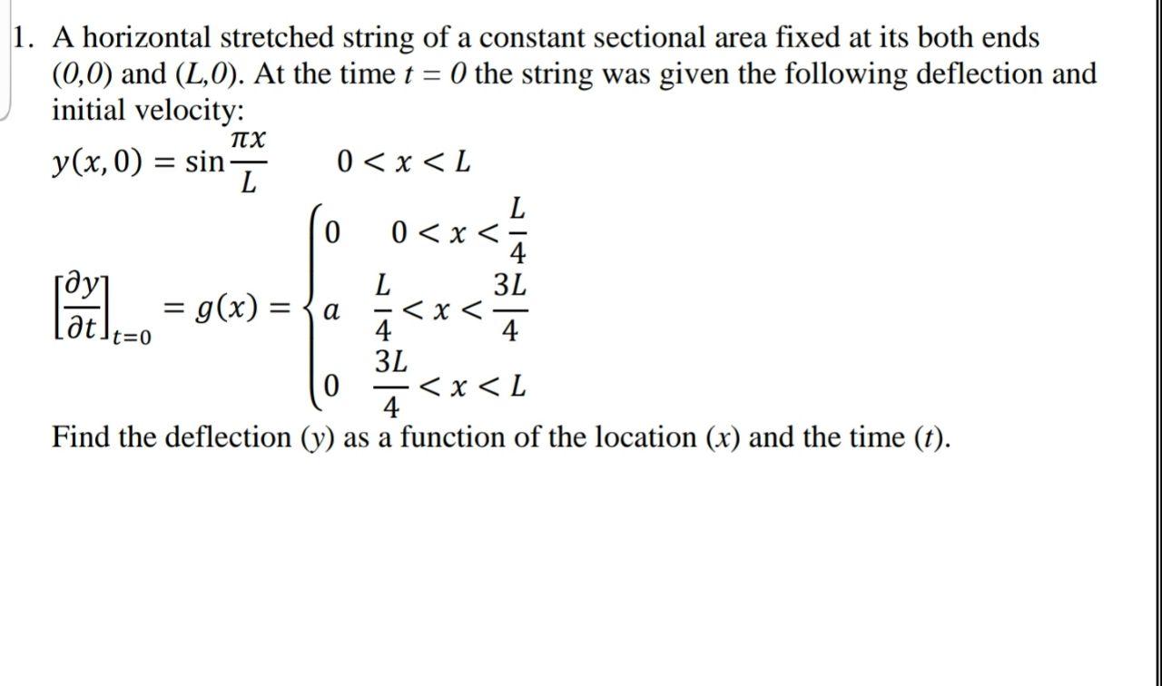 Solved ITX 1. A horizontal stretched string of a constant | Chegg.com