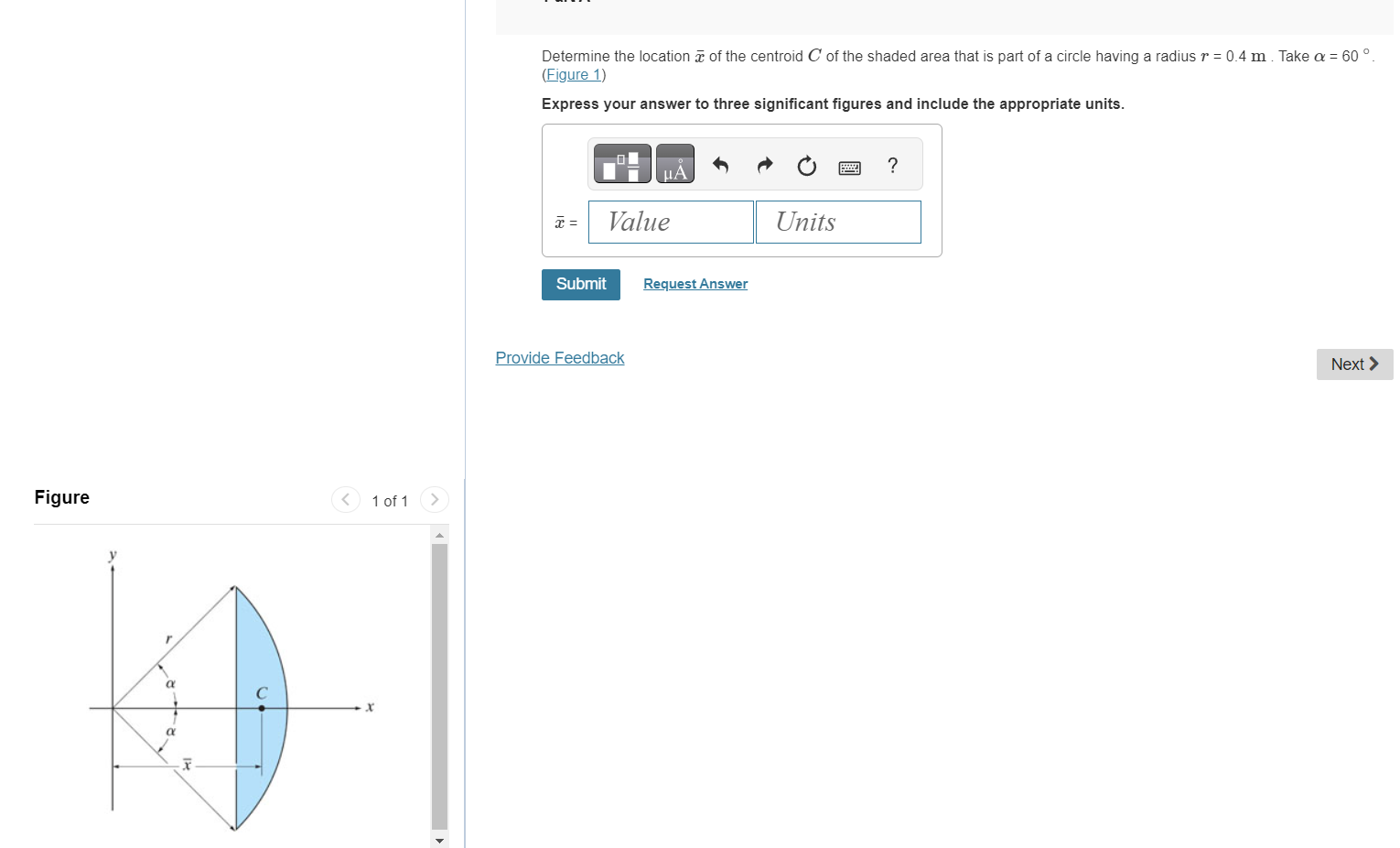 Solved Determine the location x‾ ﻿of the centroid C ﻿of the | Chegg.com
