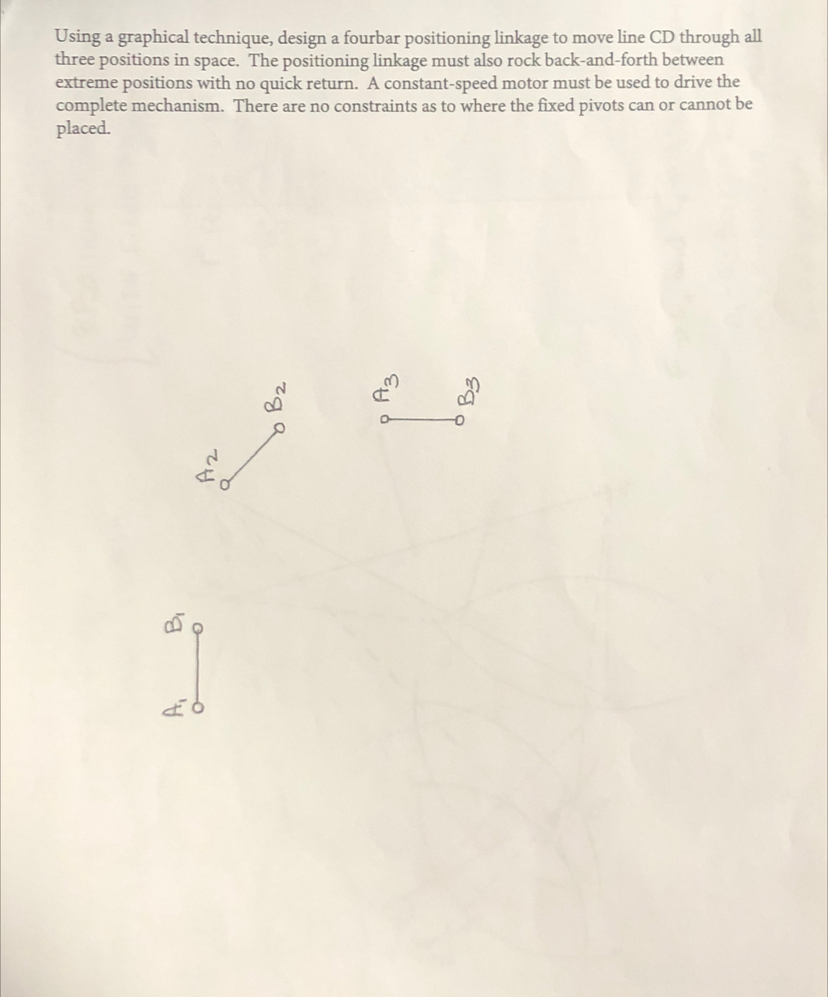 Solved Using a graphical technique, design a fourbar | Chegg.com