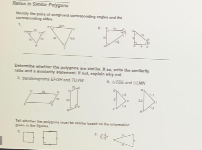 Solved Ratios in Similar Polygons Identify the pairs of | Chegg.com