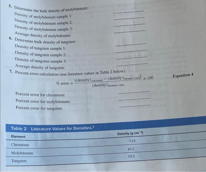 Solved 1. Determine the volume of each chromium sample: | Chegg.com
