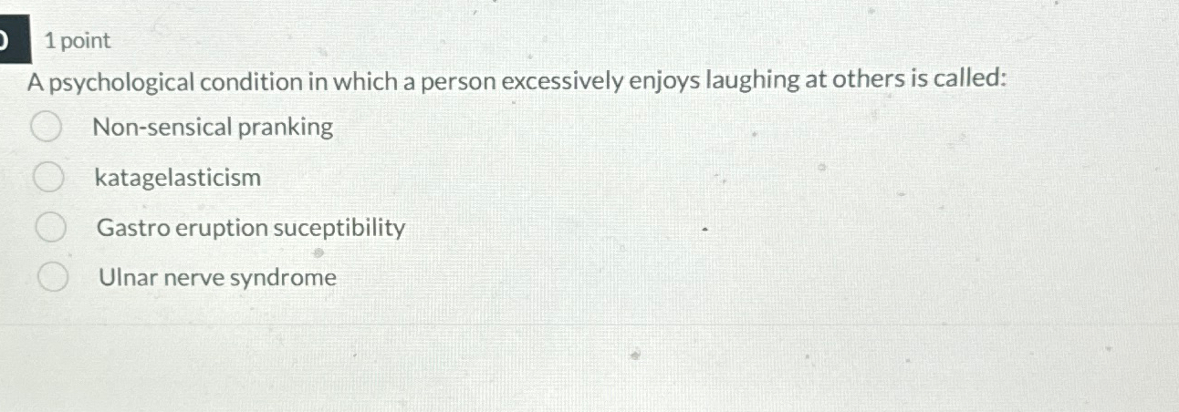 Solved 1 ﻿pointA psychological condition in which a person | Chegg.com