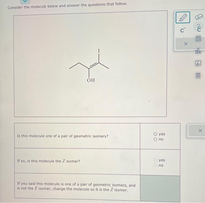 Solved Consider the molecule below and answer the questions | Chegg.com
