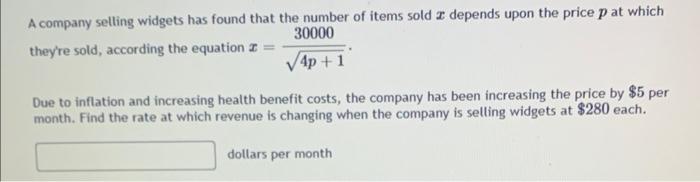 Solved A company selling widgets has found that the number | Chegg.com