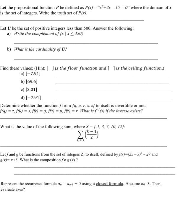 Solved Let the propositional function P be defined as | Chegg.com