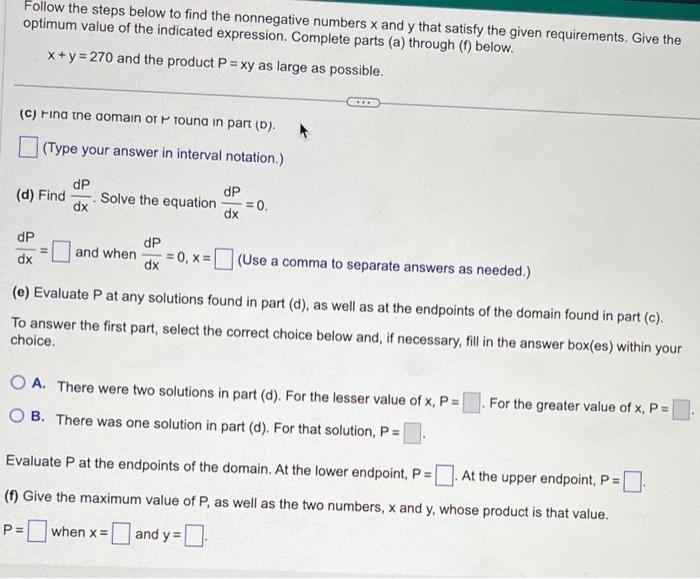 Solved Follow the steps below to find the nonnegative | Chegg.com