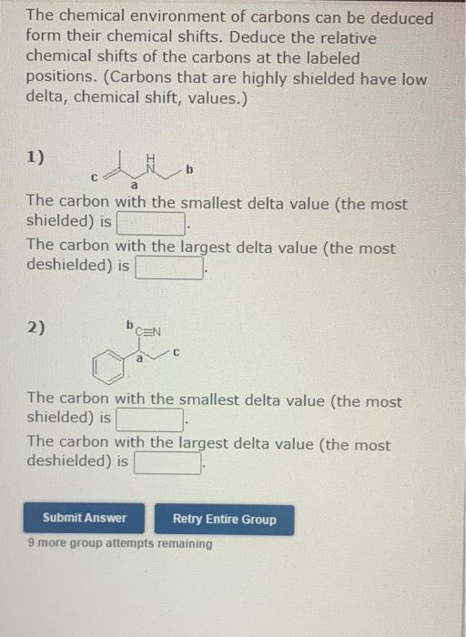 Solved The chemical environment of carbons can be deduced | Chegg.com