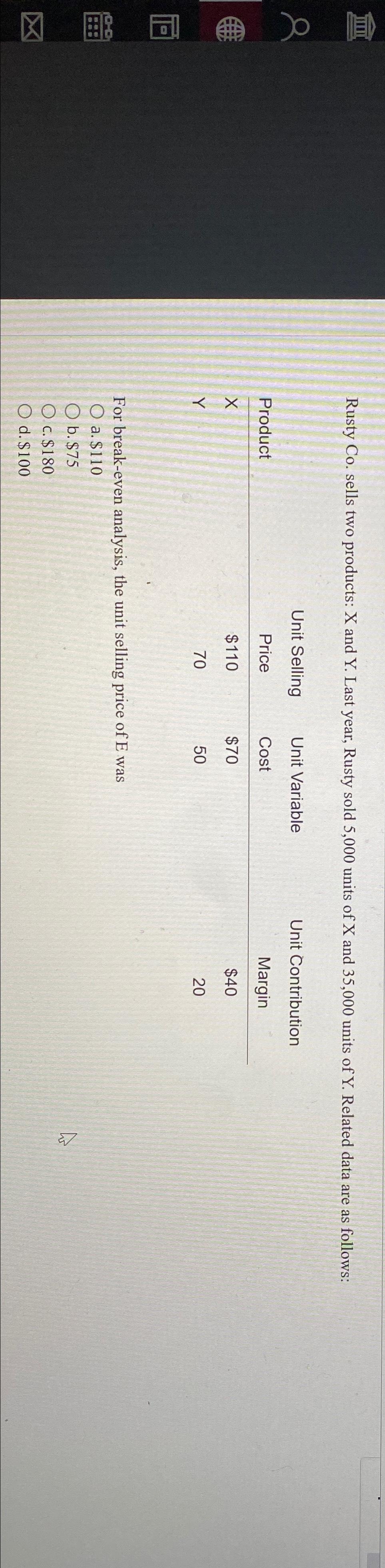 Solved Rusty Co. ﻿sells two products: X and Y. ﻿Last year, | Chegg.com