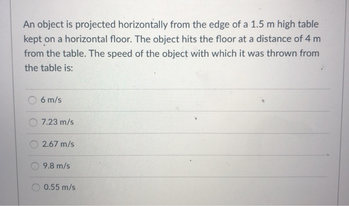 Solved An object is projected horizontally from the edge of | Chegg.com