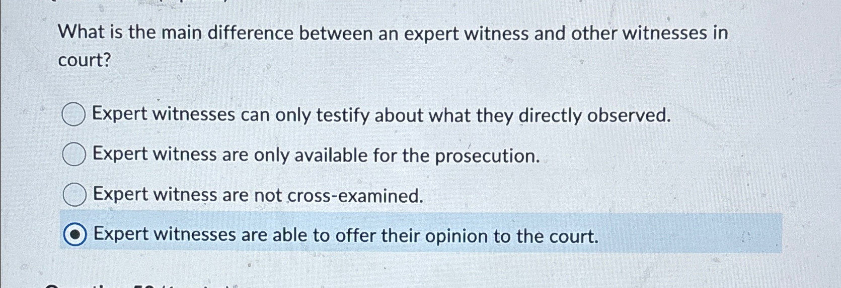 Solved What is the main difference between an expert witness | Chegg.com
