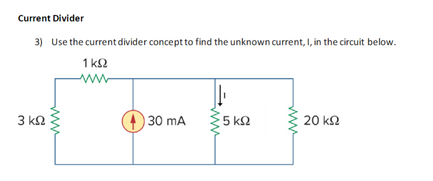Solved Current DividerUse the current divider concept to | Chegg.com