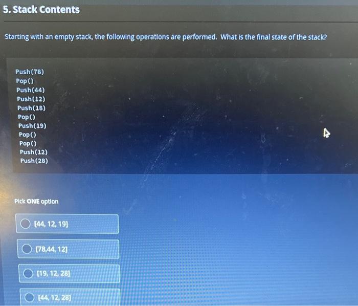 Solved Starting With An Empty Stack The Following 