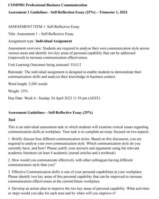 COM5981 Professional Business Communication | Chegg.com