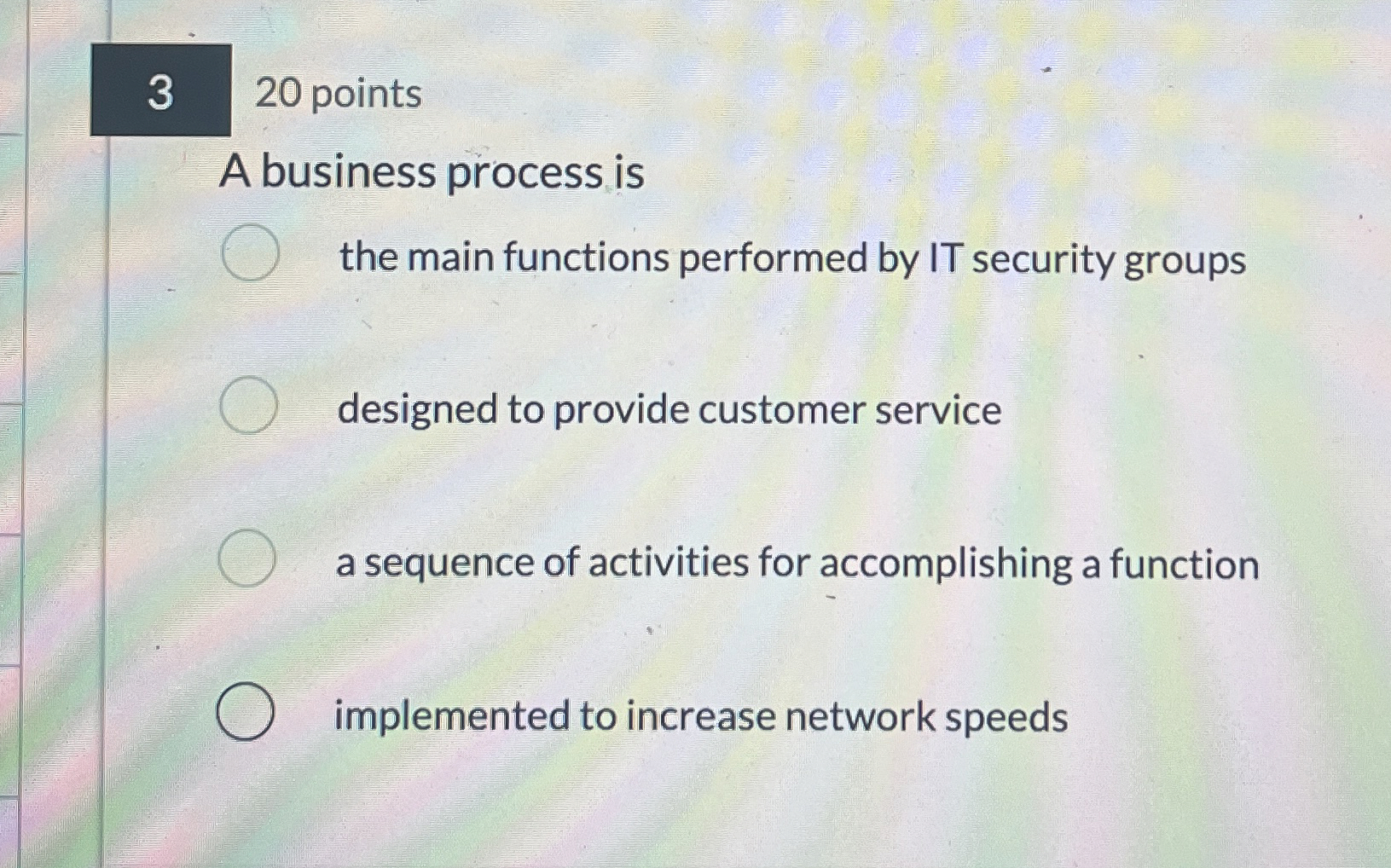Solved 320 ﻿pointsA business process isthe main functions | Chegg.com