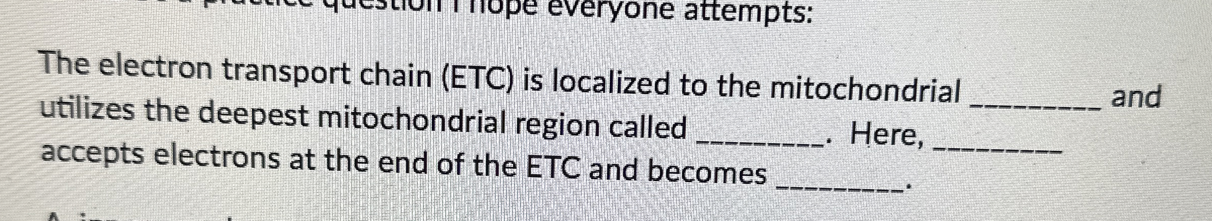 Solved The electron transport chain (ETC) ﻿is localized to | Chegg.com