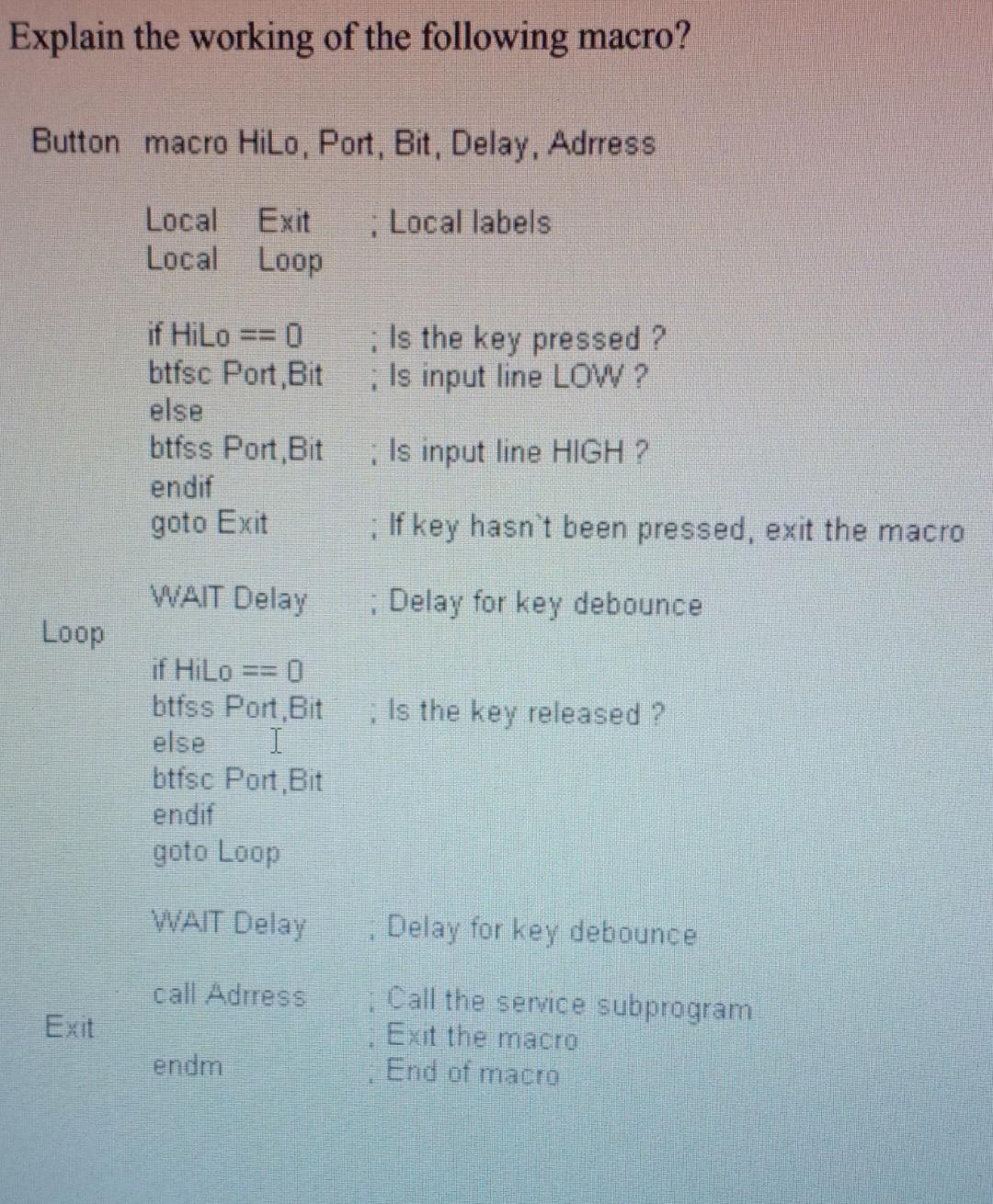 Solved Explain the working of the following macro? Button | Chegg.com
