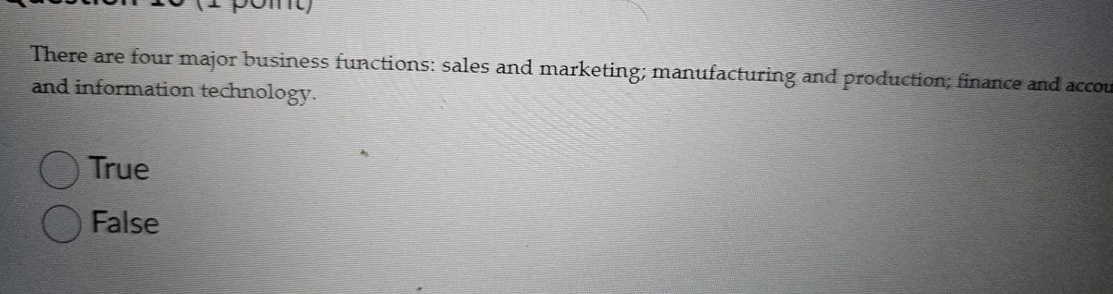 Solved There are four major business functions: sales and | Chegg.com
