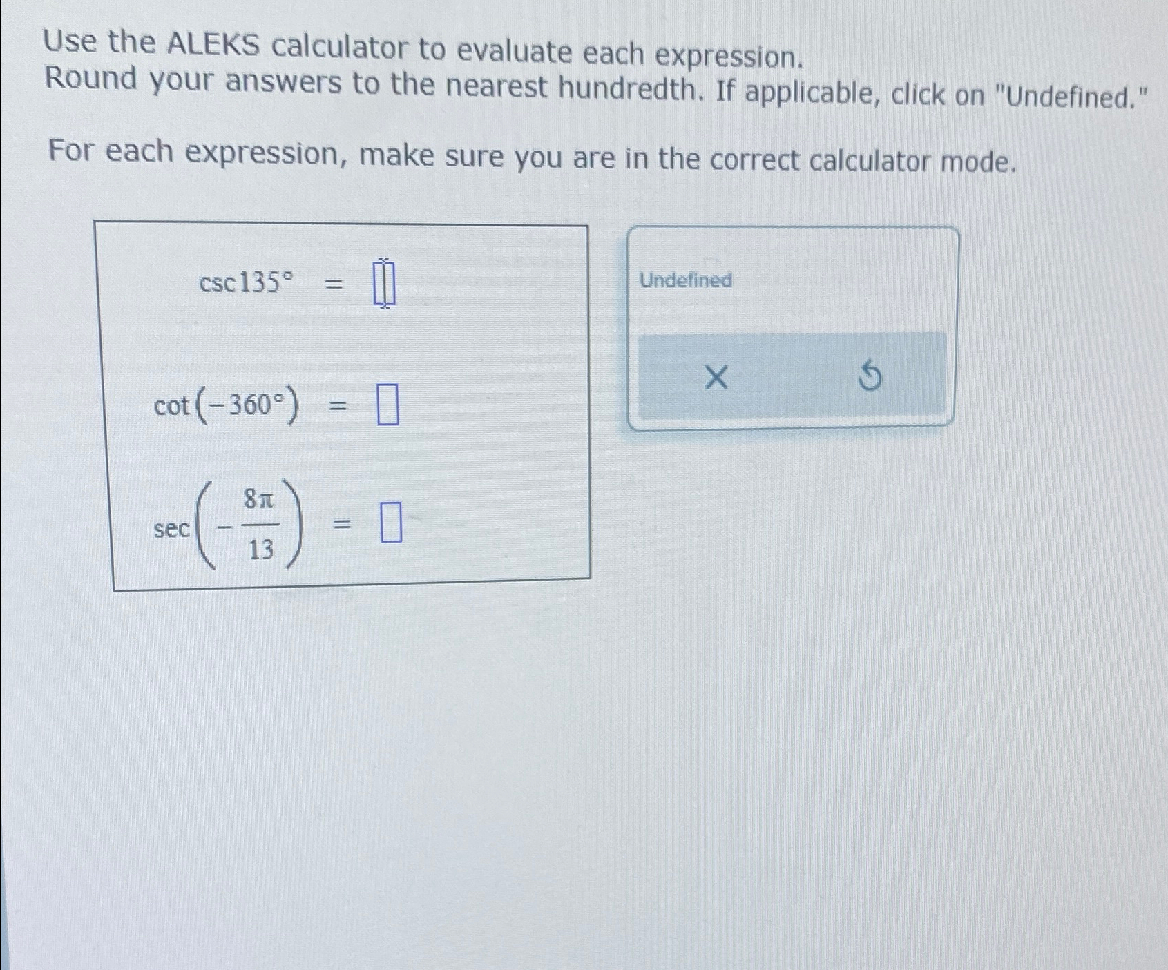 Solved Use the ALEKS calculator to evaluate each | Chegg.com