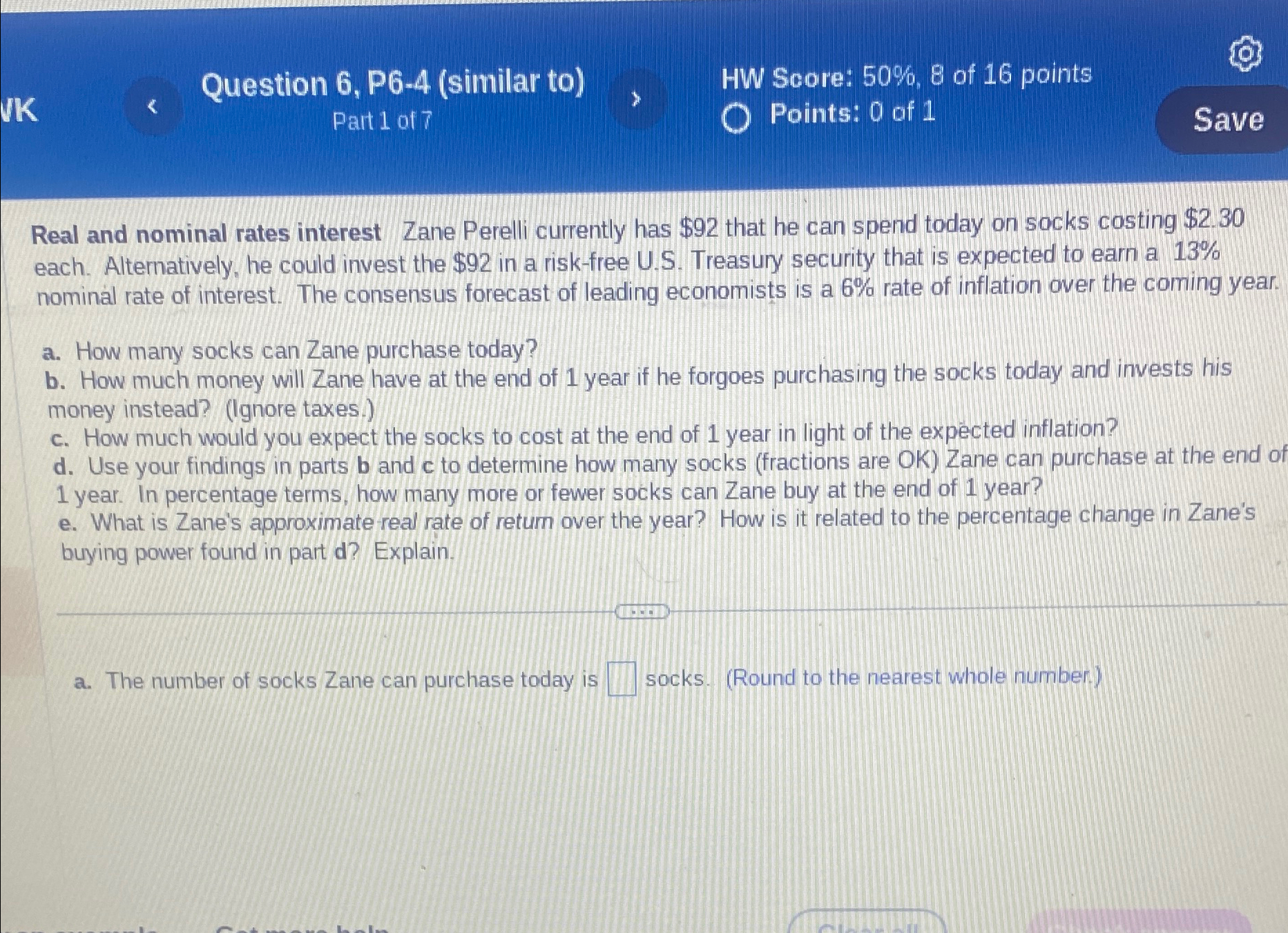 Solved Question 6, ﻿P6-4 (similar to)HW Score: 50%,8 ﻿of 16 | Chegg.com