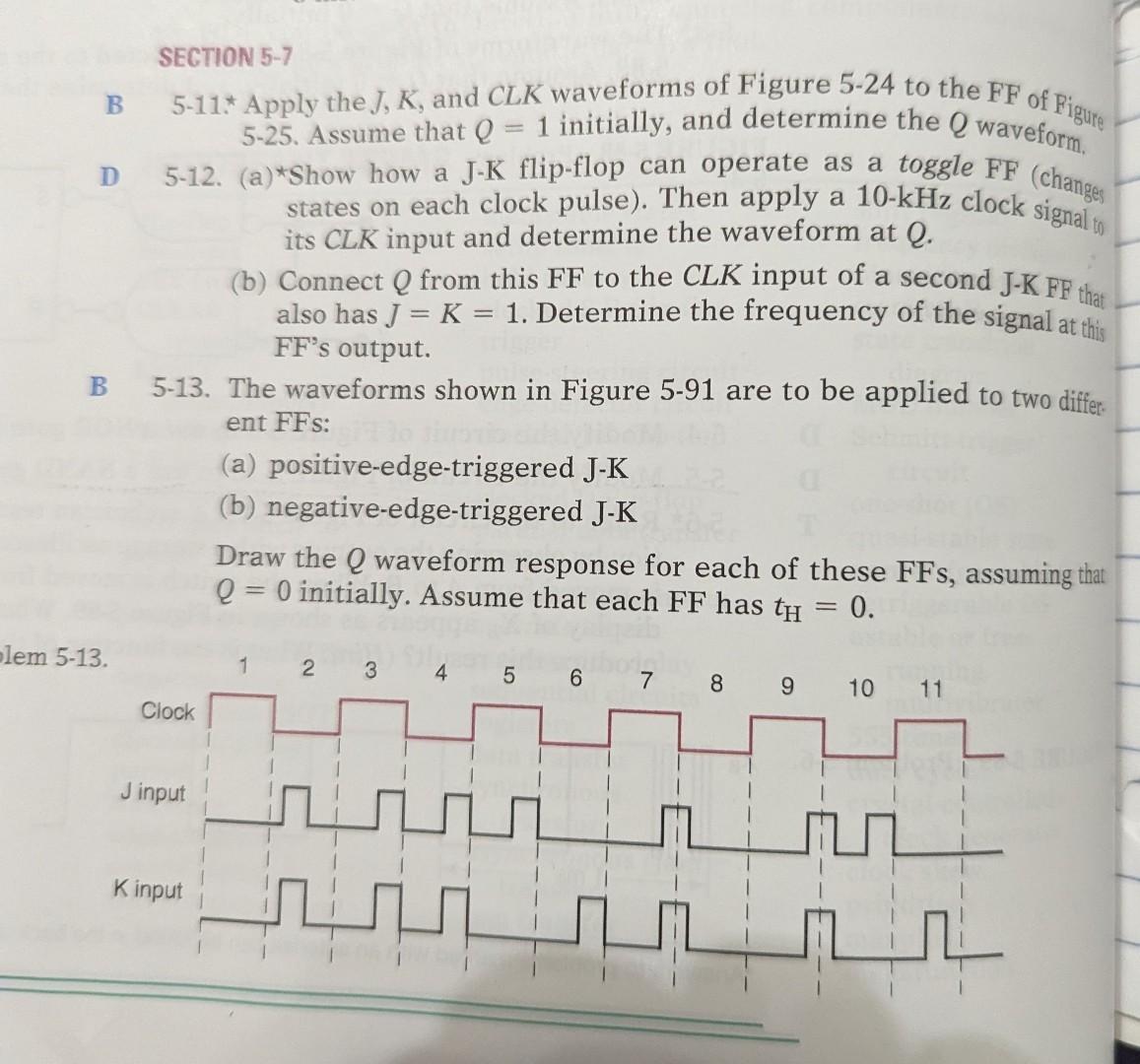 Solved B 5 11 Apply The J K And Clk Waveforms Of Figure