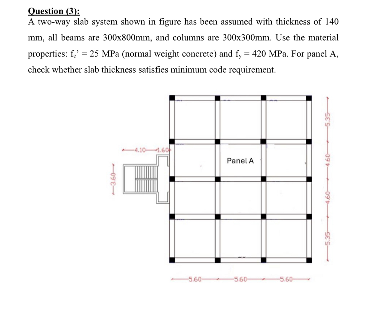 Solved Question (3):A two-way slab system shown in figure | Chegg.com