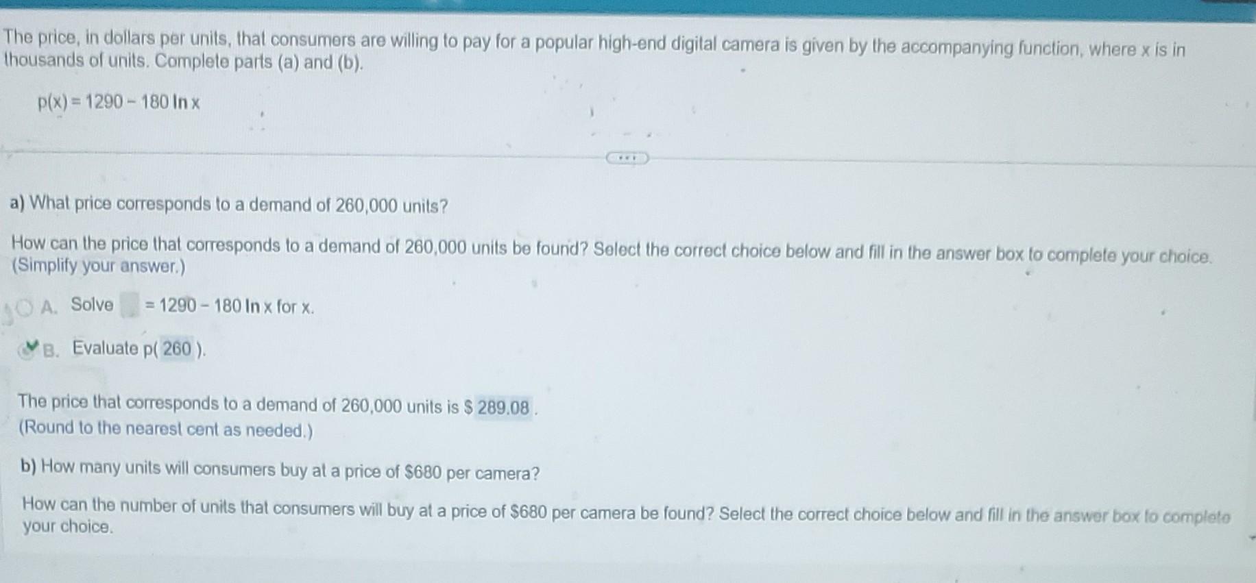 Solved The price, in dollars per units, that consumers are | Chegg.com