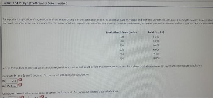 Solved Exercise 14.21 Algo Coefficient of Determination) An | Chegg.com