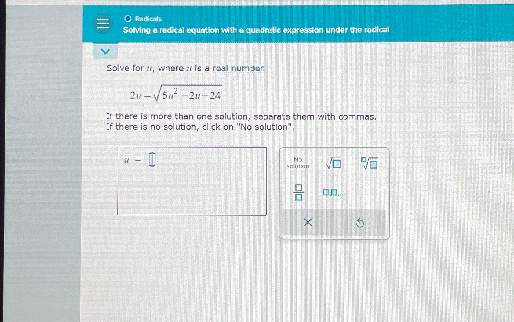 Solved RadicalsSolving a radical equation with a quadratic | Chegg.com