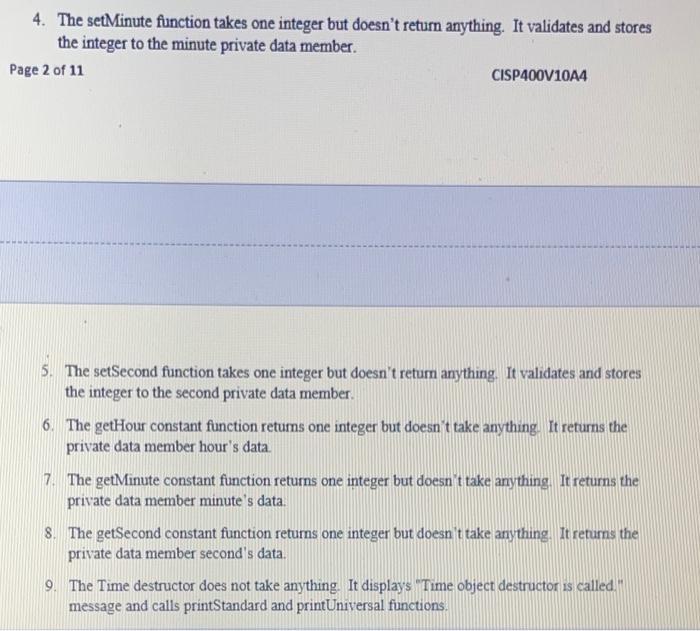 Solved Modify the Time class(attached) to be able to work | Chegg.com