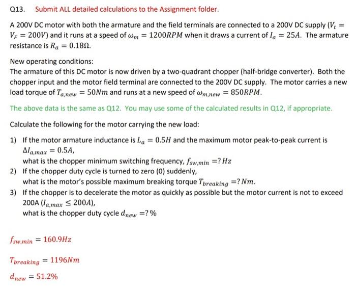 Solved Q13. Submit ALL detailed calculations to the | Chegg.com
