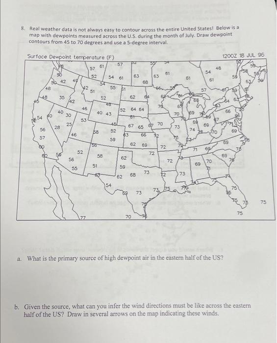 Solved 8. Real weather data is not always easy to contour | Chegg.com