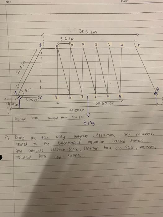Solved 1) Draw the true body diagram, determine any | Chegg.com